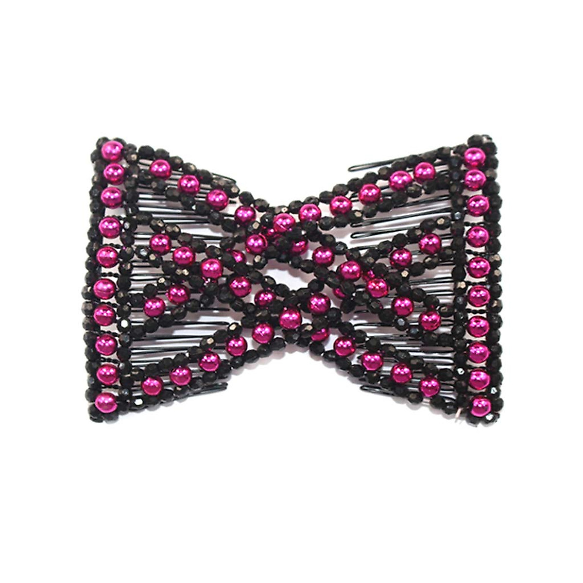 SimpleLif Combs Stretchable Double Hair Comb Twist Fountain Ponytail,Magic Hair Comb EZ Beaded Double Stretchy Delicate Elastic Women Clips Hairstyle,Random Color