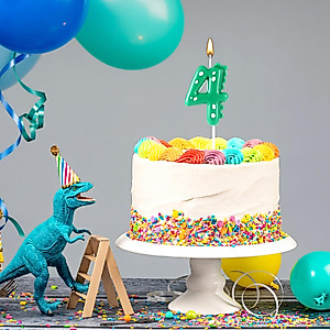 Birthday Number Candles, 5.51 Inch Cute Dinosaur Number Candle Happy Birthday Cake Toppers Decorations for Boys Girls Kids Adults Dino Theme Party Anniversary Celebration Supplies (Number 4)