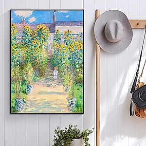 Claude Monet Canvas Wall Art - The Artists Garden at Vtheuil Poster - Fine Art Print - Oil Painting Reproduction - Nature Pictures Cool Wall Decor for Living Room Bedroom Unframed (12x16in/30x40cm)