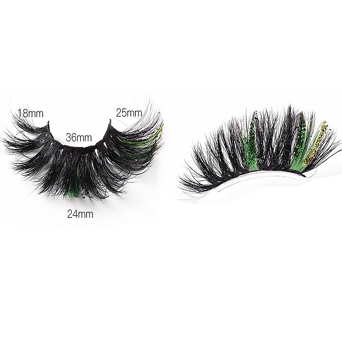 Glitter Lashes 26mm 3D Fluffy Mink Eye Lashes with Color,Colored Eyelashes Dramatic Strip Lashes Manga Lashes Natural Thick Fake Eyelashes 1 Pairs for Halloween Party Stage Cosplay(Red black)