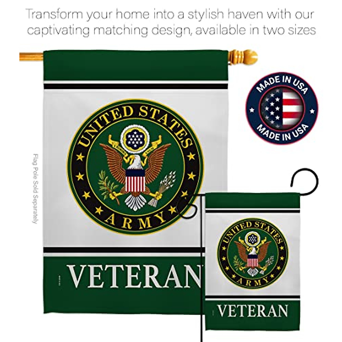 USA Decoration Army Veteran Garden Flag Armed Forces Rangers United State American Military Retire Official House Decoration Banner Small Yard Gift Double-Sided, 13"x 18.5", Made in USA