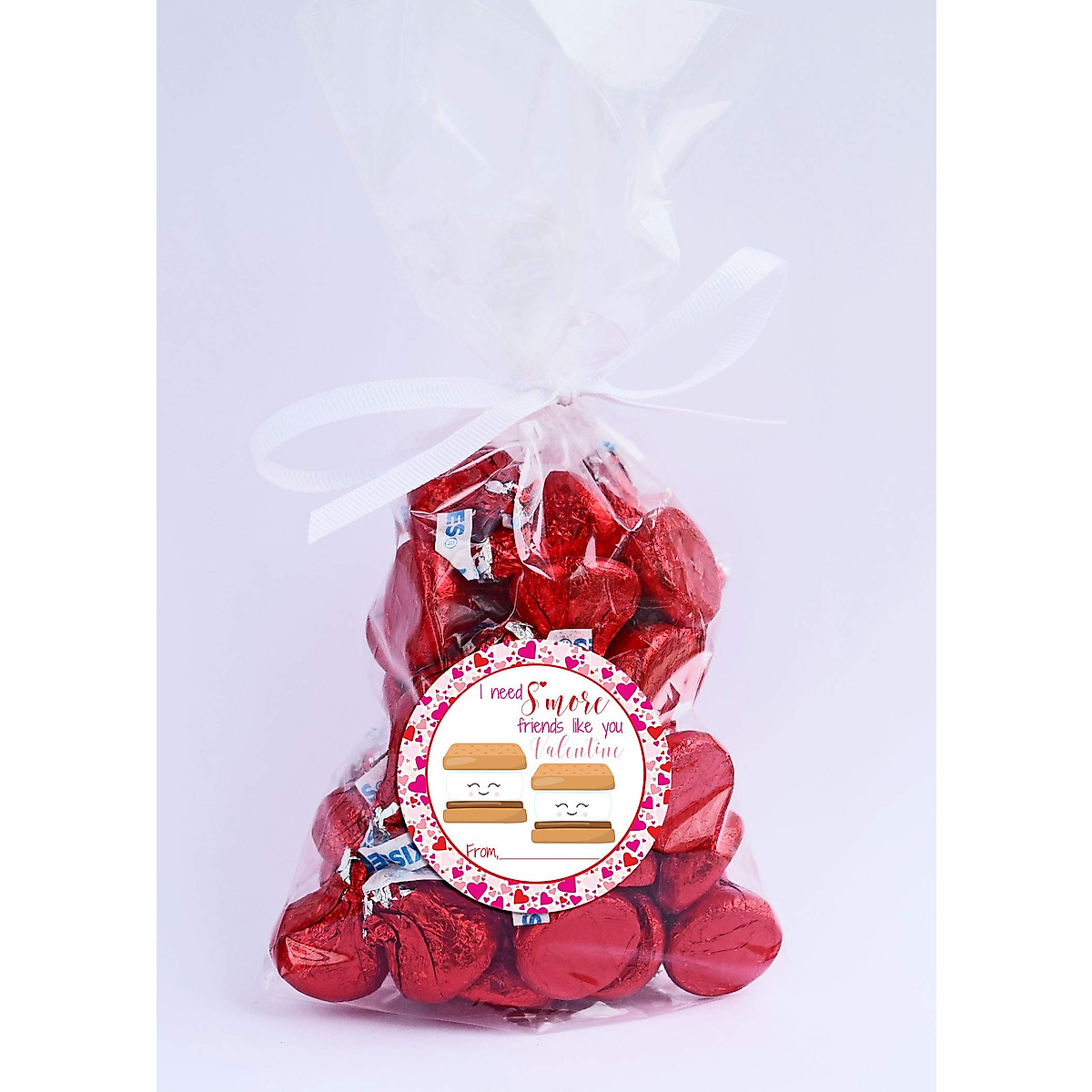 S’More Friends Like You Valentine Party Favor Sticker Labels, 40 2" Party Circle Stickers by AmandaCreation, Great for Classroom Valentines, Envelope Seals, Gifts & Treats