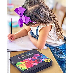 COOL BANK 72 Professional Colored Pencils, Artist Pencils Set with 2 x 50 Page Drawing Pad(A4), Premium Artist Soft Series Lead with Vibrant Colors for Sketching, Shading & Coloring in Tin Box