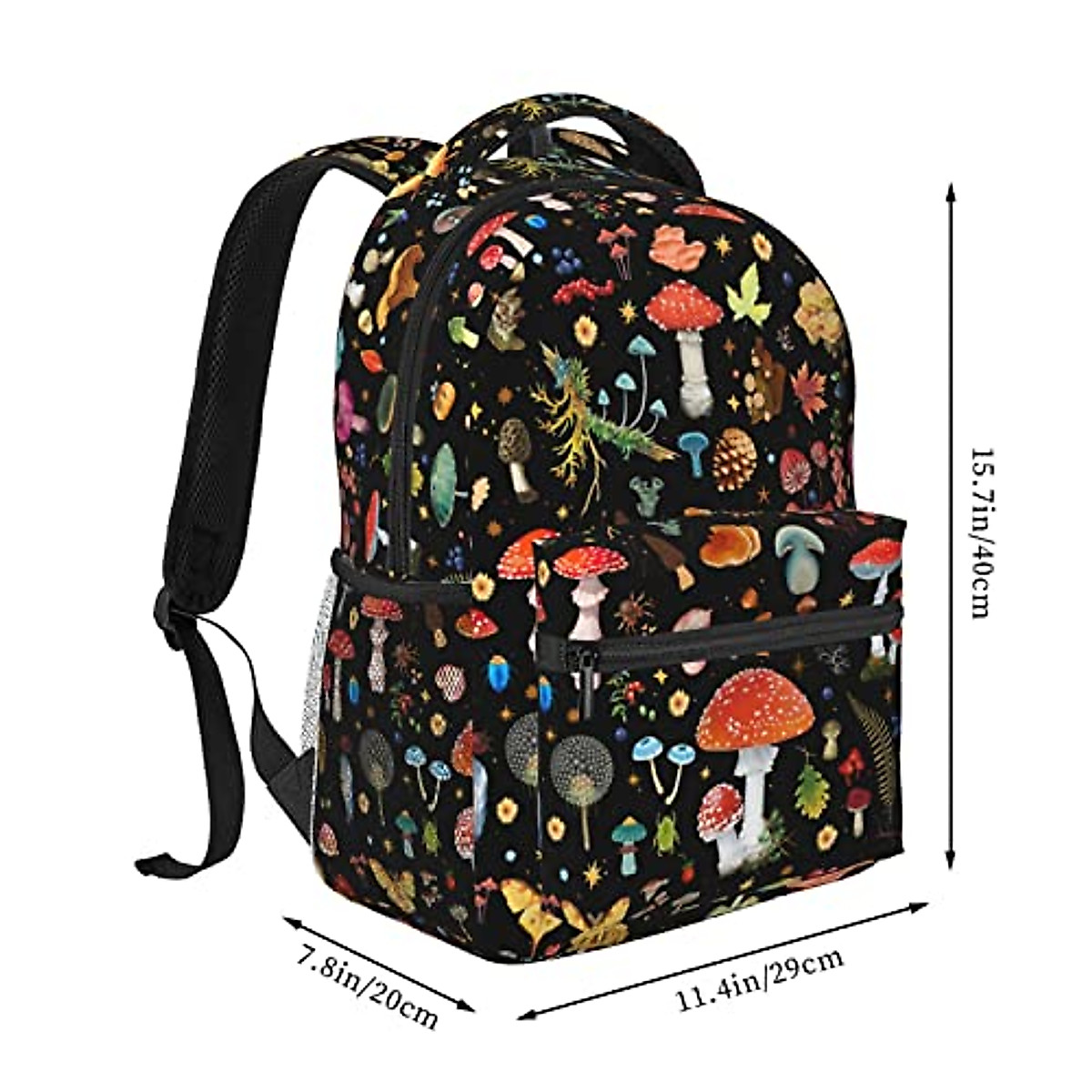 launamren Mushroom Backpack Casual Travel Daypack For Boys And Girls With Adjustable Padded Shoulder Straps Day Pack For College Travel Hiking Camping Size 15.7x11.4x7.8 Inches