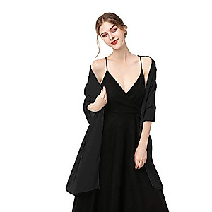 Chiffon Shawls and Wraps for Evening Dresses Women Elegant Soft Scarf Bridal Scarve Wedding Stole(Black(chiffon), One Size)
