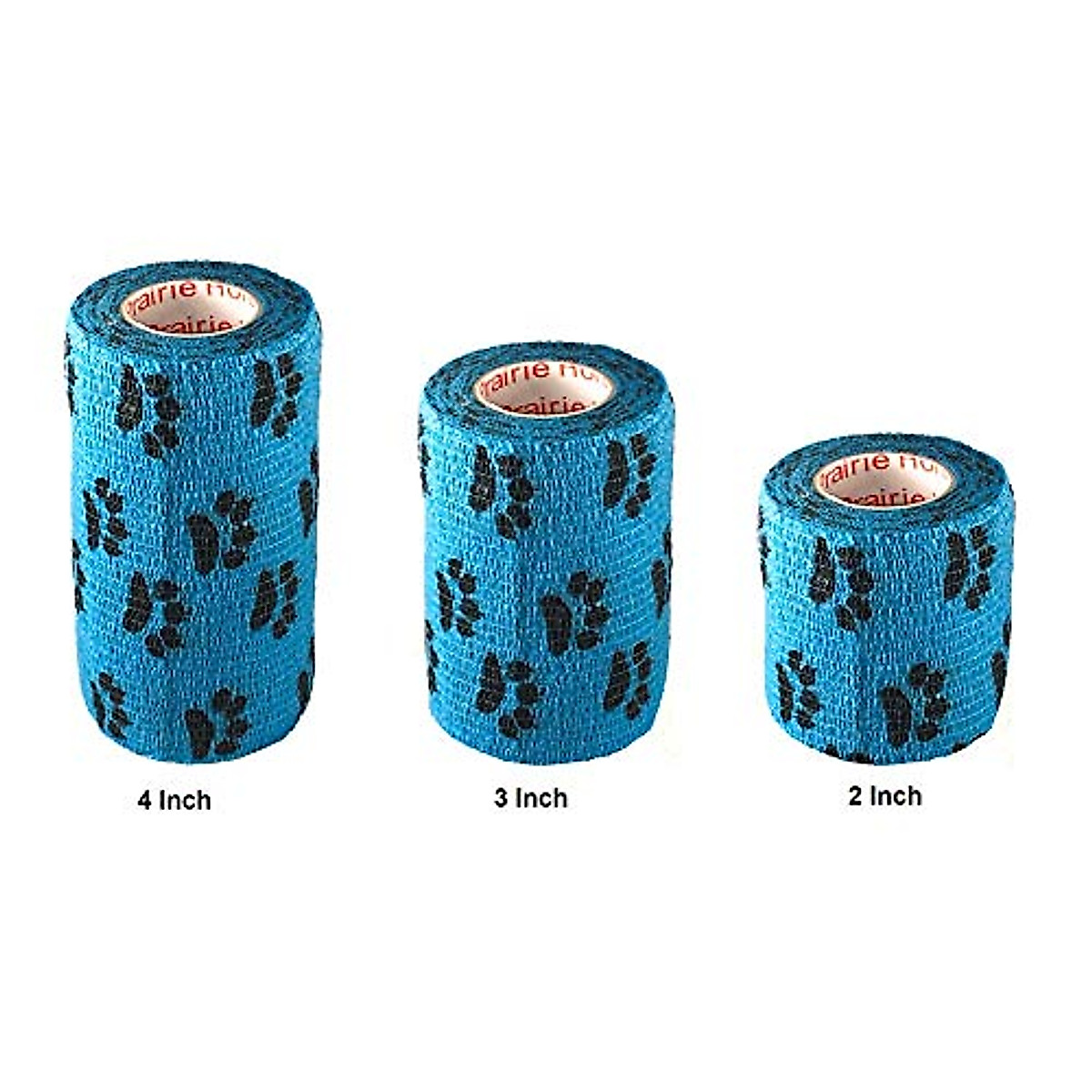 Vet Wrap Wrap Tape (Blue with Paw Prints) (2 Pack) (3 Inch x 15 feet) Self Adhesive Adherent Adhering Cohesive Flex Self Stick Bandage Grip Roll Dog Cat Pet Horse