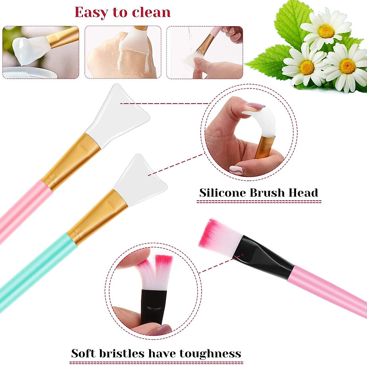 anezus 11 Pcs DIY Facial mask Mixing Tool Kit with Bowl Stick Spatula Silicone Brush Spray Bottle Puff Soaking Bottle Gauges (Pink)