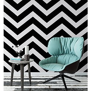 17.3"x118" Peel and Stick Wallpaper Black and White Contact Paper Removable Wallpaper Stripe Self-Adhesive Contact Paper Waterproof Wallpaper Decorative for Wall Covering Cabinets Shelves Liner