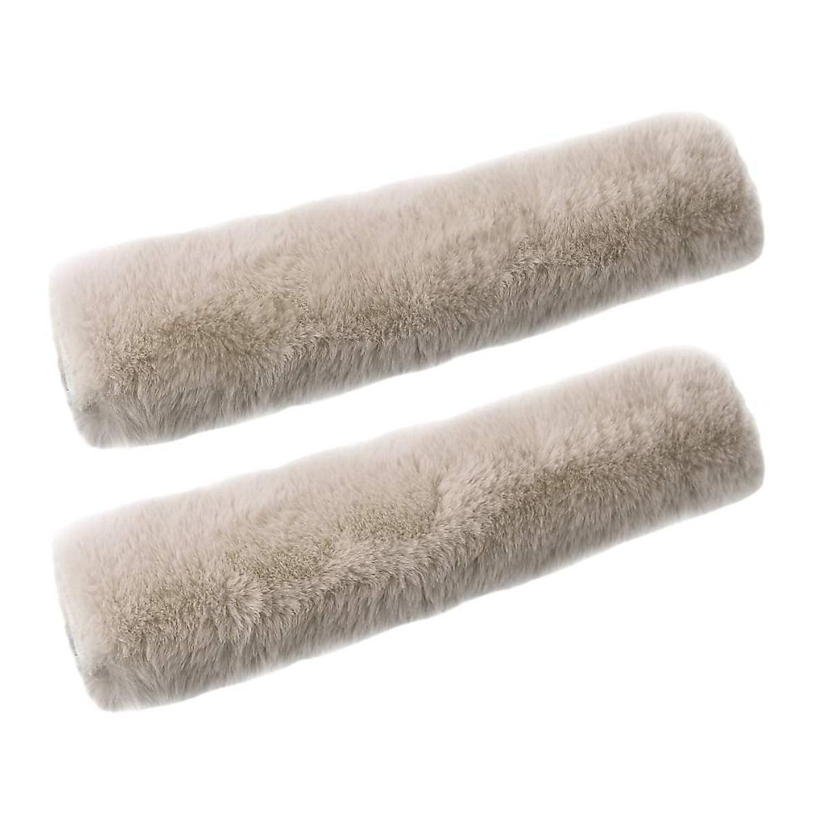 GAMPRO Seat Belt Pads Long 13 inch Faux Rex Rabbit Fur, Soft Comfortable Car Safety Seat Belt Strap Shoulder Pad for Adults and Children 2-Pack(Brown)