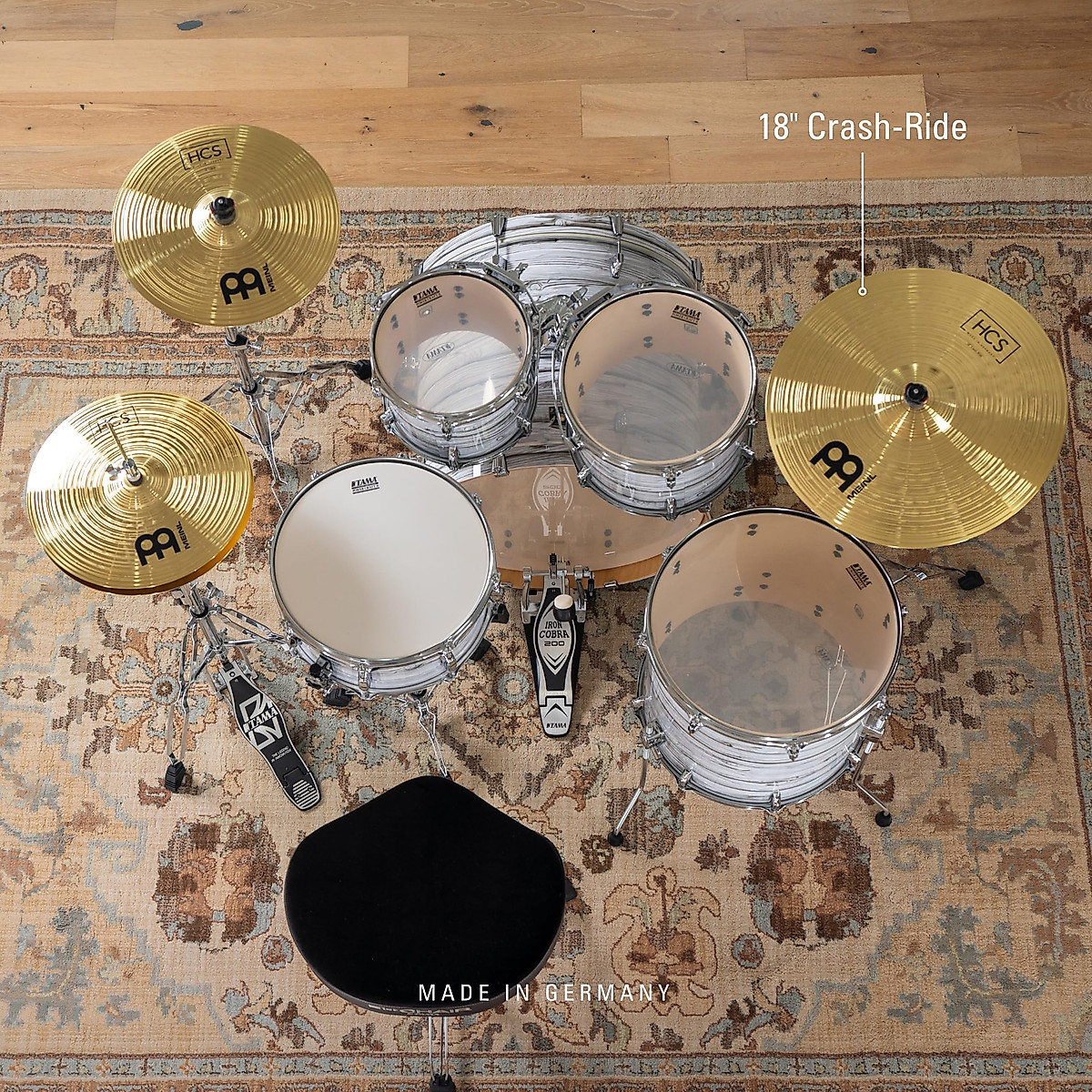 Meinl 18" Crash/Ride Cymbal - HCS Traditional Finish Brass for Drum Set, Made in Germany, 2-YEAR WARRANTY (HCS18CR)