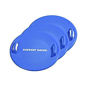 Slippery Racer Downhill Pro 26 Inch Diameter Cold Resistant Kids Saucer Disc Outdoor Winter Toy Snow Sled, Blue (3 Pack)