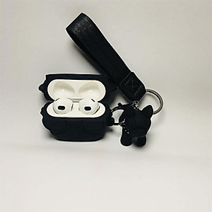 LVANLLF Cool Silicone Bull Dog Puppy Pet Cartoon Animals Headphone Case Compatible with Airpods 3rd Generation 2021 3 Funny Cover Keychian for Boys Girls Teenager Best Gift, BLACK BullDOG Airpods3