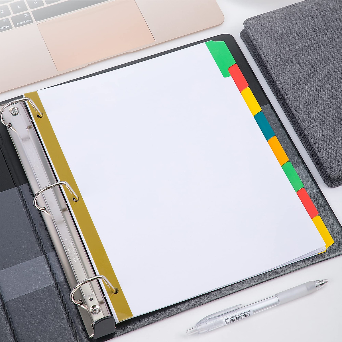 Amazon Basics 8-Tab Binder Divider, White Label Dividers with Easy Peel, 1-Pack