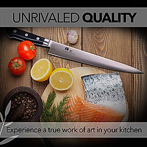 JCK Original Kagayaki Japanese Chef’s Knife, KG-9ES Professional Sujihiki Knife, VG-1 High Carbon Japanese Stainless Steel Pro Kitchen Knife with Ergonomic Pakka Wood Handle, 9.4 inch