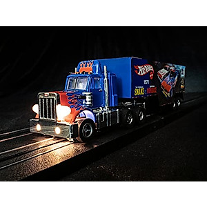 Auto World Xtraction Racing Rig Peterbilt 359 w/Trailer Snake II vs. Mongoose II (Flamethrower) HO Scale Slot Car