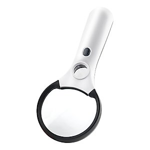 Magnifying Glass with Light,3X & 45X High Magnification,Magnifier Glass with 3 LED & 1 UV Light for Reading,Macular Degeneration,Jewelry,Coins,Inspection