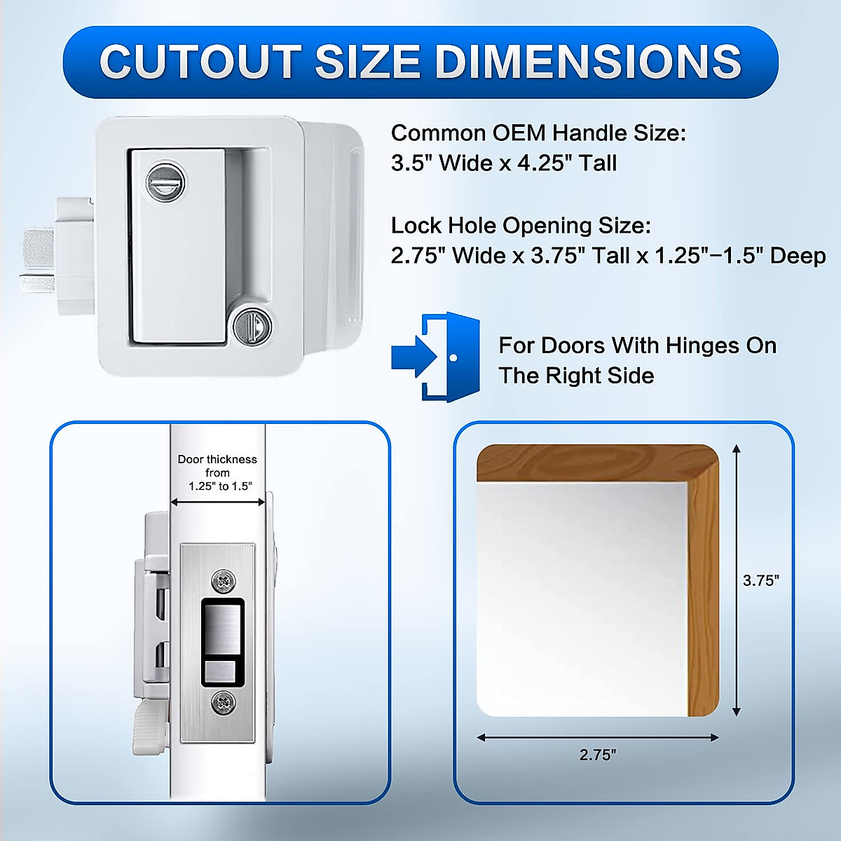RV Door Lock 2 Pack White Camper Door Lock Travel Trailer Door Latch Zinc Alloy RV Entry Door Latch RV Door Lock Replacement Kit with Keys for Camper Horse Trailer Cargo Hauler