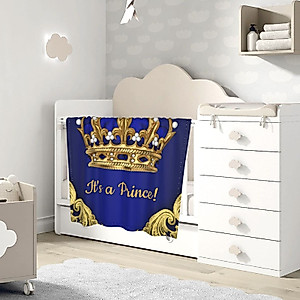 ANEWNICE Lingtoolator oyal Blue Gold Prince Crown Baby Blanket Super Soft 30 X 40 Inch, Receiving Blankets (Royal Blue Gold Prince Crown)