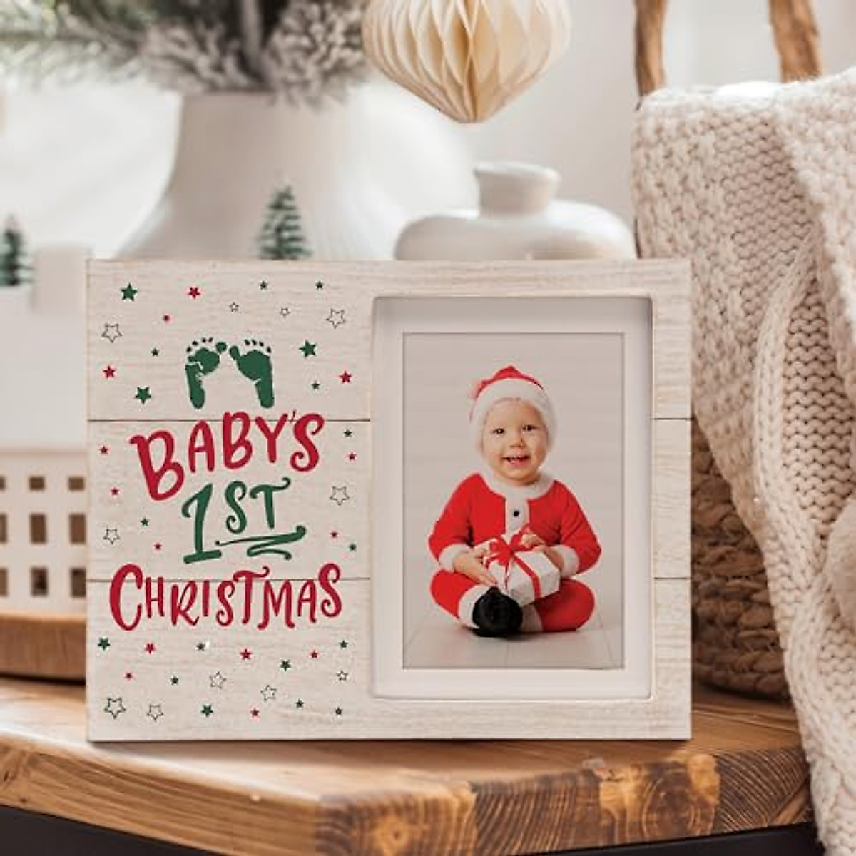 FINE PHOTO GIFTS Baby's First Christmas 4" x 6" or 5" x 7" Wood Picture Frame