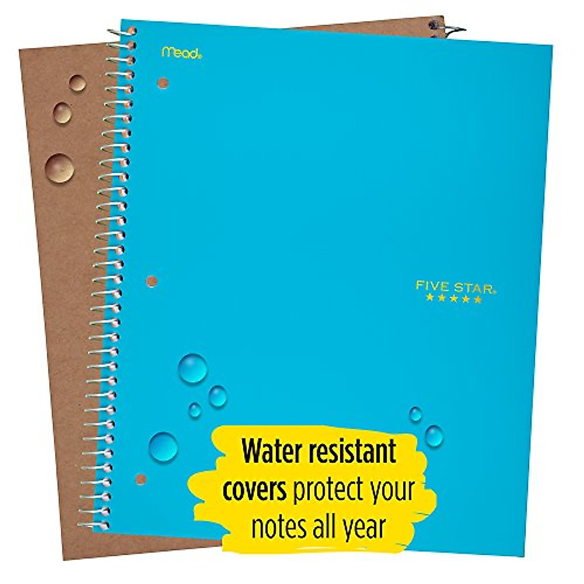 Five Star Spiral Notebooks, 1 Subject, College Ruled Paper, 100 Sheets, 11" x 8-1/2", Teal, Yellow, 2 Pack (38440)