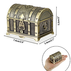 Hipiwe Vintage Metal Jewelry Box Treasure Trinket Chest,Smal Ring Earrings Necklace Keepsake Gift Holder Case for Girls Ladies Women (Bronze, Small)