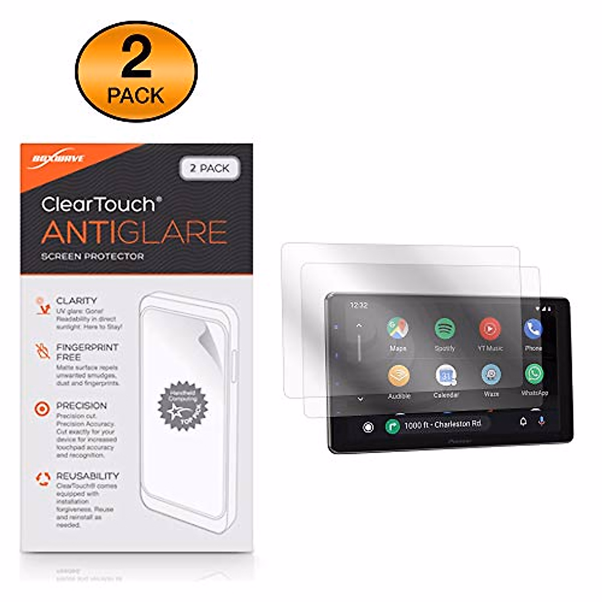 BoxWave Screen Protector Compatible with Pioneer DMH-WT7600NEX - ClearTouch Anti-Glare (2-Pack), Anti-Fingerprint Matte Film Skin for Pioneer DMH-WT7600NEX