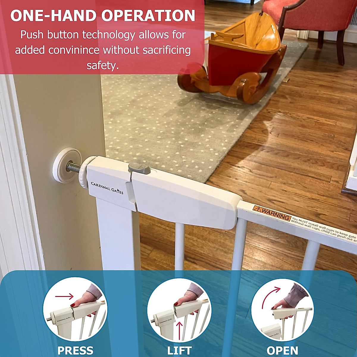 Cardinal Gates XTPPG Extra Tall Pressure Mounted Baby Gate - Adjustable Indoor Dog Gate - 36 Inch Tall Steel Safety Gate for Kids & Pets - 29.5 to 32.5 Inches Wide - Black