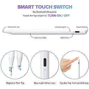 Stylus Pen for iPad with Palm Rejection, SHINGO Active Pencil Compatible with (2018-2020) Apple iPad Pro (11/12.9 Inch),iPad Air 3rd/4th Gen,iPad 6/7/8th Gen,iPad Mini 5th Gen for Precise/Drawing