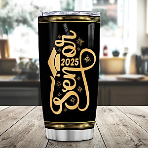 wowcugi Personalized Graduation Tumbler Senior Class Of 2025 Custom Cups with Lid 20oz 30oz Coffee Mugs Graduation Gifts Masters Tumblers for Men Women Graduating Daughter Son (Black)