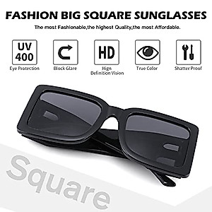 Bouryo Fashion Big Square Sunglasses for Women Men Trendy Black Thick Frame Luxury Designer Oversized Sun Glasses