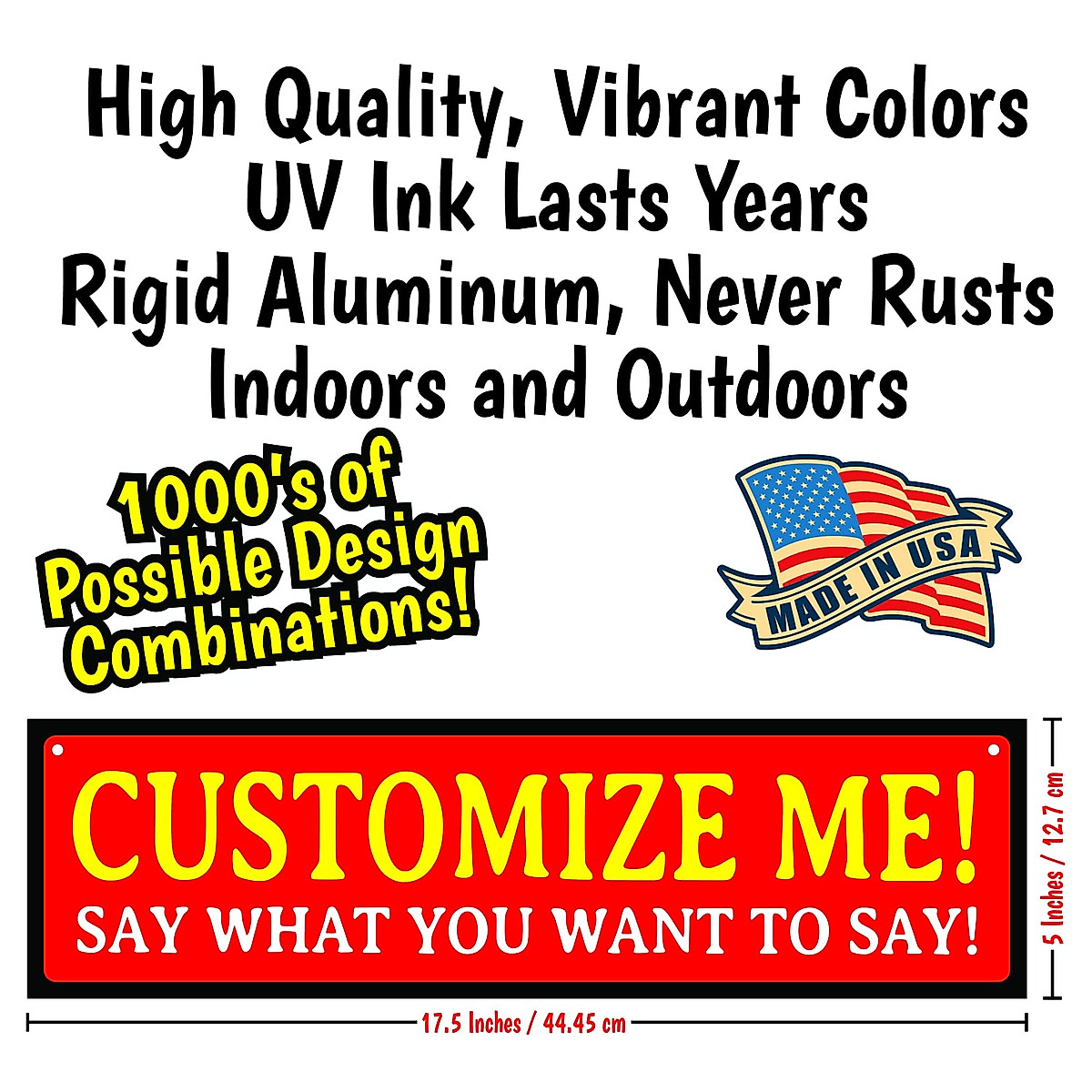 ATX Custom Signs - Weatherproof Aluminum Metal Custom Personalized Sign Multiple Sizes Custom Text Caution, Danger, Warning Notice