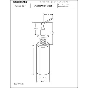 Westbrass R217-26 Kitchen Sink Deck Mounted Liquid Soap/Hand Sanitizer Dispenser with Refillable 12 oz Bottle, Polished Chrome