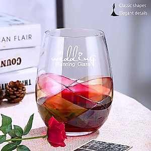 La Diffy Wedding Gifts Engagement Gift for Couple Women-Bride to be Gifts for her-Fiance Wedding Planning Stemless Wine Glass Gifts for Bride and Groom-Hand Painted Laser Engraved 19 OZ