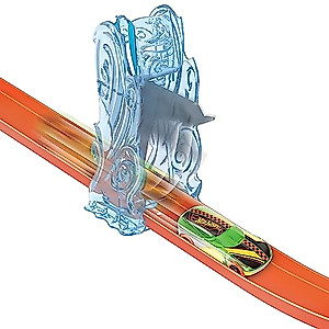 Hot Wheels Toy Car Track Set, Track Builder Wind Gravity Pack Playset with 1:64 Scale Vehicle & 12 Component Parts in Modular Storage Box