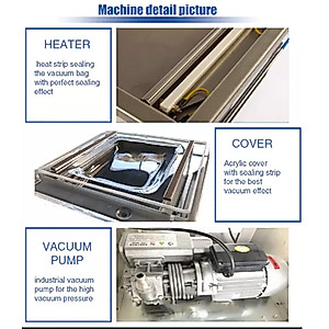 CENAP Commercial Chamber Vacuum Sealer, Chamber Vac Pack Machine, Heavy Duty Food Sealing Maker with Vacuum Indicator, 10m3/h Pump Displacemen Compact Design, for Dry and Wet Food/Powders/Liquids