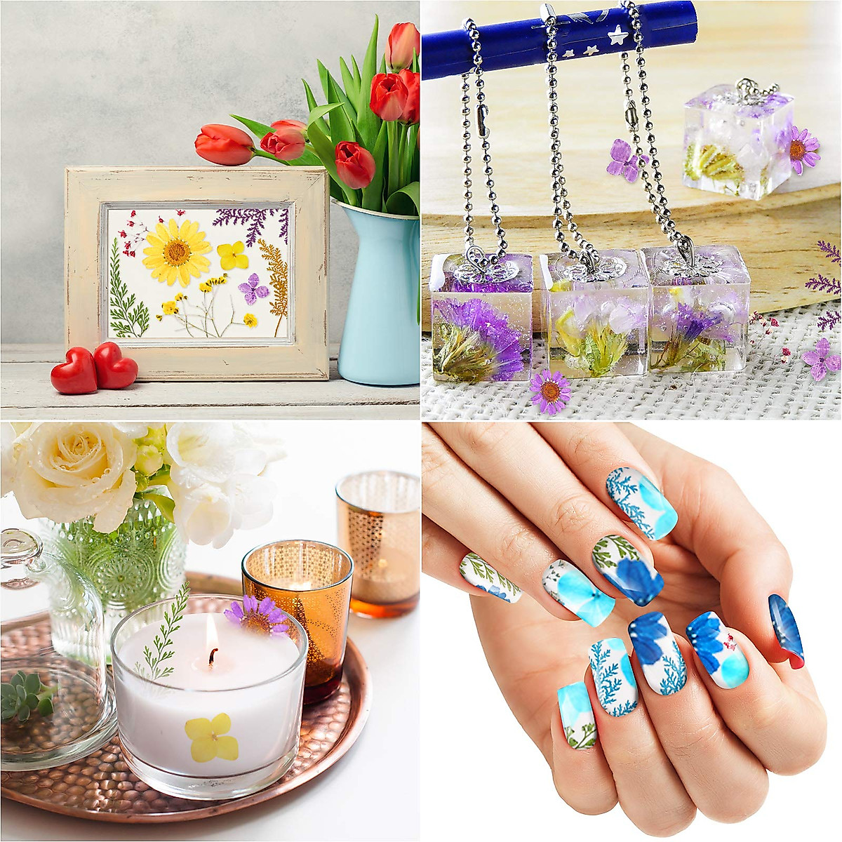 109 Pieces Real Dried Press Flowers Set, Natural Pressed Dry Flowers Leaves Mixed Multiple Dried Flowers with Tweezers for Craft DIY Candle Resin Jewelry Nail Pendant Making Supplies