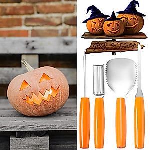 YUET 15PCS Halloween Pumpkin Carving Kit, Professional Sculpting Tools Carving Set, Heavy Duty Stainless Steel, w/Stickers and Carrying Bag, for Adults Or Kids, Halloween Decorations Jack-O-Lanterns