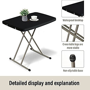zagtag Folding Table 30Inch Small Foldable Table for Kids Picnic and Laundry Room, Tray Table, Black