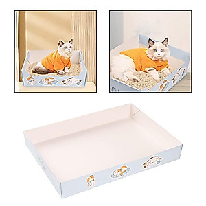 ＡＷＨＡＯ Disposable Cat Litter Box Litter Pan Kitty Travel Toilet Potty Toilet for Indoor Cats, Blue 35x25.5x5cm