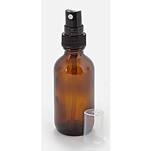Vivaplex, 6, Amber, 2 oz Glass Bottles, with Black Fine Mist Sprayers