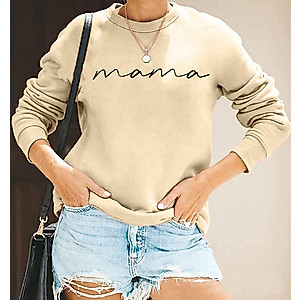 ASTANFY Mama Shirts Women Mama Letter Printed T-Shirt Mama Graphic Tee Casual Short Sleeve Tops Tee (Yellow, XX - Large)