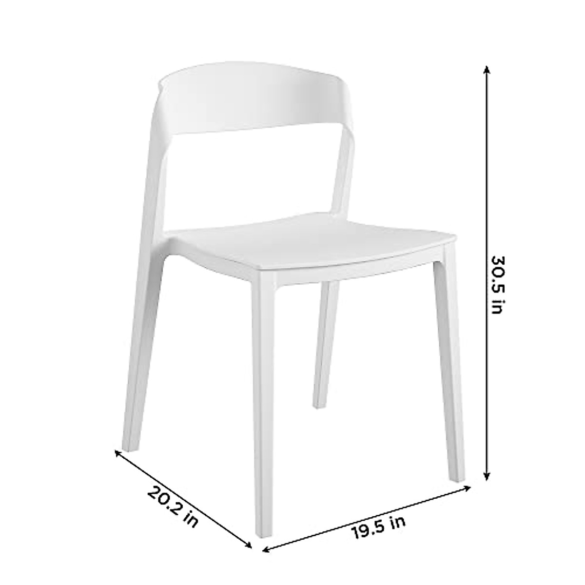 COSCO Outdoor/Indoor Stacking Resin Chair with Ribbon Back, 2-Pack, White