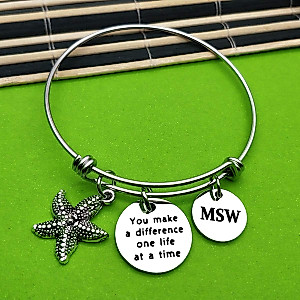 Social Worker Gift Starfish Jewelry for MSW Women Graduation Gift Appreciation Gift Jewelry Starfish Bracelet Christmas Gift Thank You Gift for Volunteer