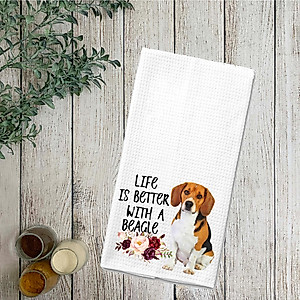 Life is Better with a Beagle Microfiber Kitchen Tea Bar Towel Gift for Animal Dog Lover