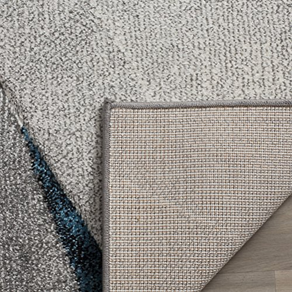 SAFAVIEH Hollywood Collection 8' x 10' Grey / Teal HLW710D Mid-Century Modern Non-Shedding Living Room Bedroom Dining Home Office Area Rug