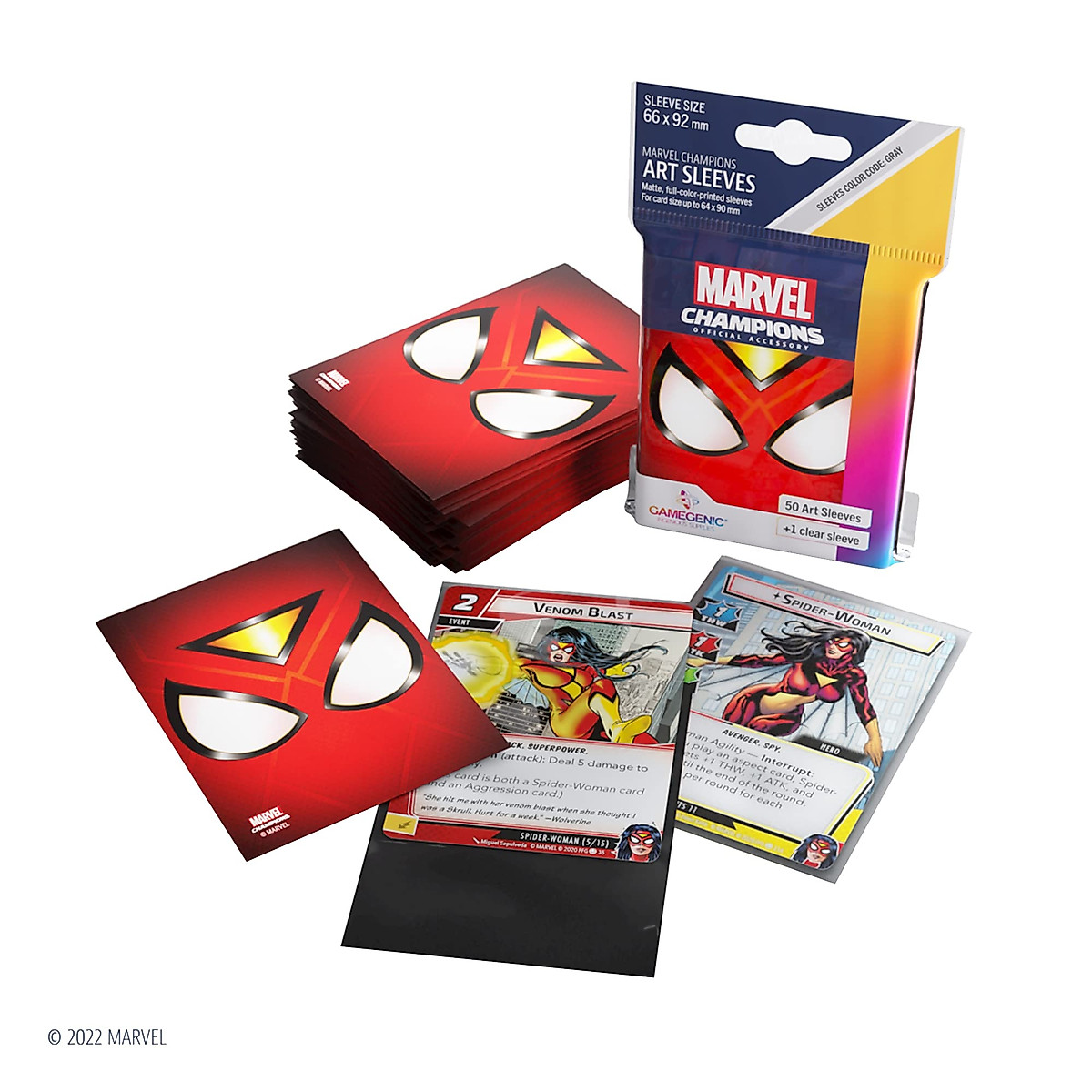 Gamegenic Marvel Champions The Card Game Official Spider-Woman Art Sleeves | Pack of 50 Art Sleeves and 1 Clear Sleeve | Card Game Holder | Use with TCG and LCG Games | Made by Fantasy Flight Games