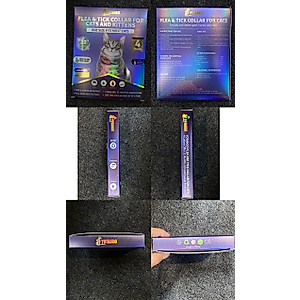 4 Pack Flea Collar for Cats 32Months Flea Tick Prevention for Cats Waterproof Cat Flea Collar Natural Cat Flea Tick Treatment Adjustable Flea Tick Collar for Cats Kittens(Black&Purple)