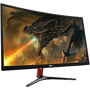 MSI OPTIXG24C Full HD FreeSync Gaming Monitor 24" 1920 x 1080 144Hz Refresh Rate Bundle with 2.4GHz Wireless Backlit Keyboard Smart Remote, 2X 6FT HDMI 2.0 Cable and Microfiber Cleaning Cloth