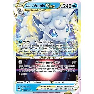 Pokemon - Alolan Vulpix Vstar 034/195- Silver Tempest - Ultra Rare - Holo Foil Card