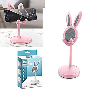 RUITASA Cute Bunny Phone Holder, Bunny Stand for Nintendo Switch, Bunny Stand Up, Kawaii Cell Phone Holder with iPhone, iPad, Tablets, Smartphones (Pink)